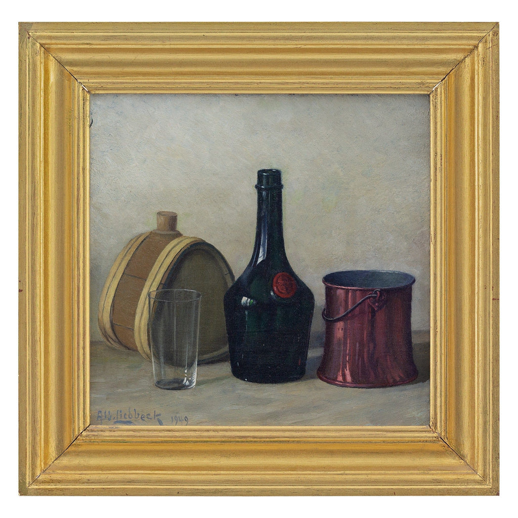 Albert Liedbeck, Still Life With Copper Bucket And Bottle
