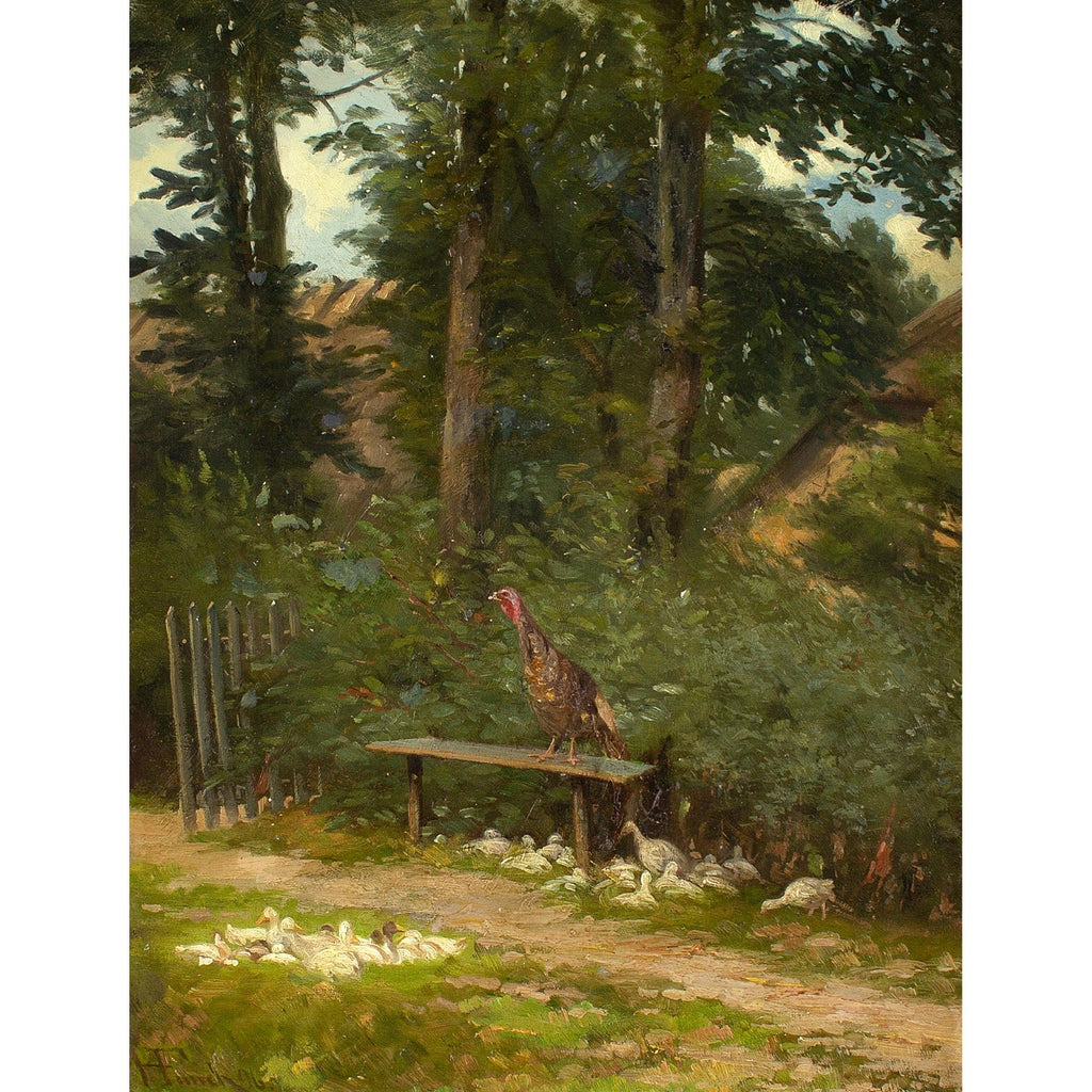 Herman Funch, Turkey Guarding Her Poults – Brave Fine Art
