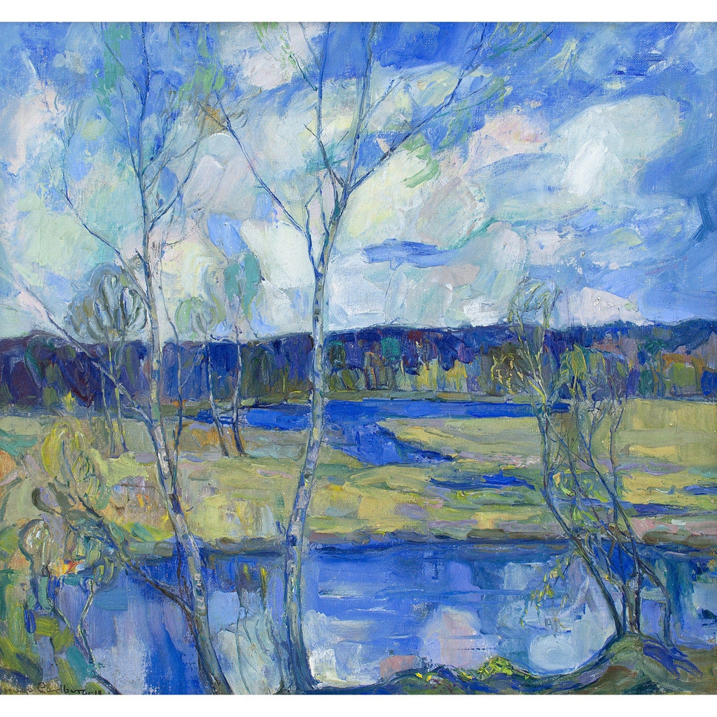 Hugo Carlberg, Landscape With Lake & Birch Trees – Brave Fine Art