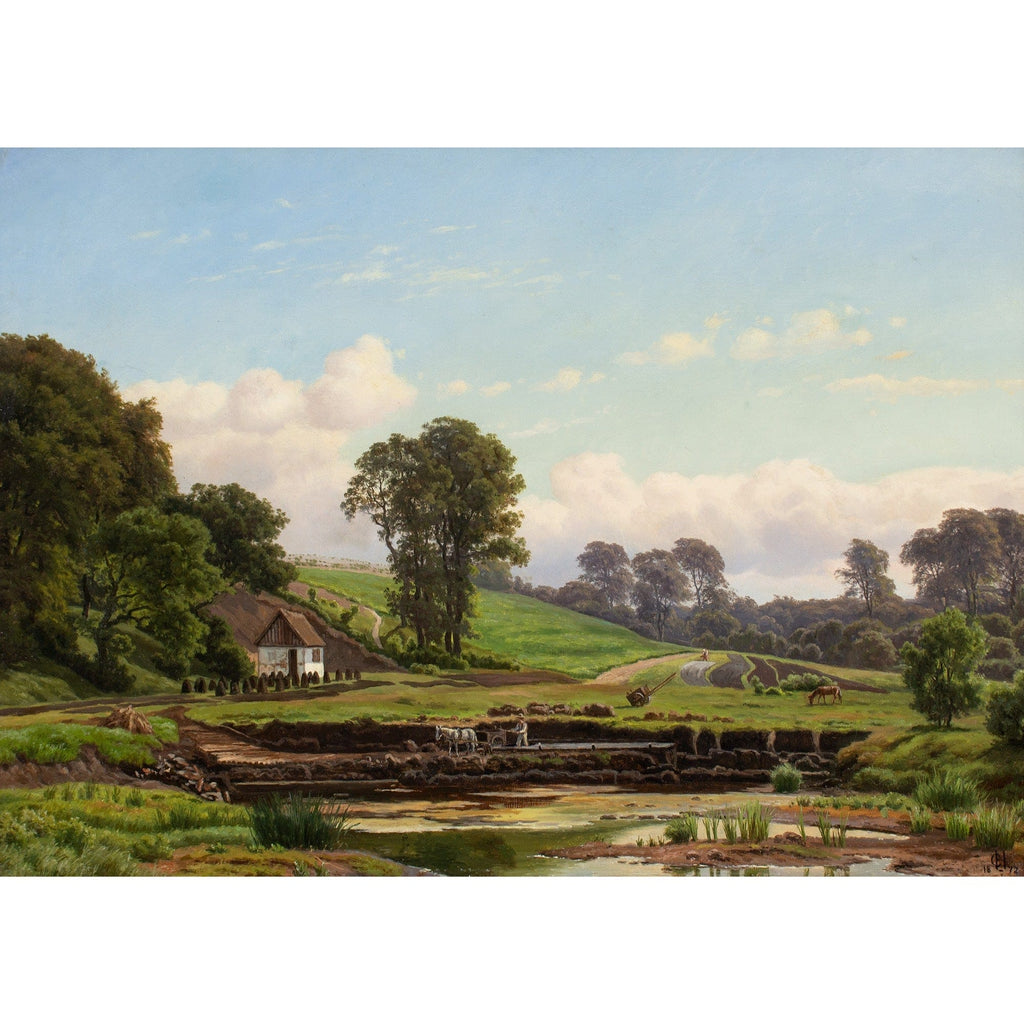 Carsten Henrichsen, Summer Landscape With Figure Harvesting Peat ...