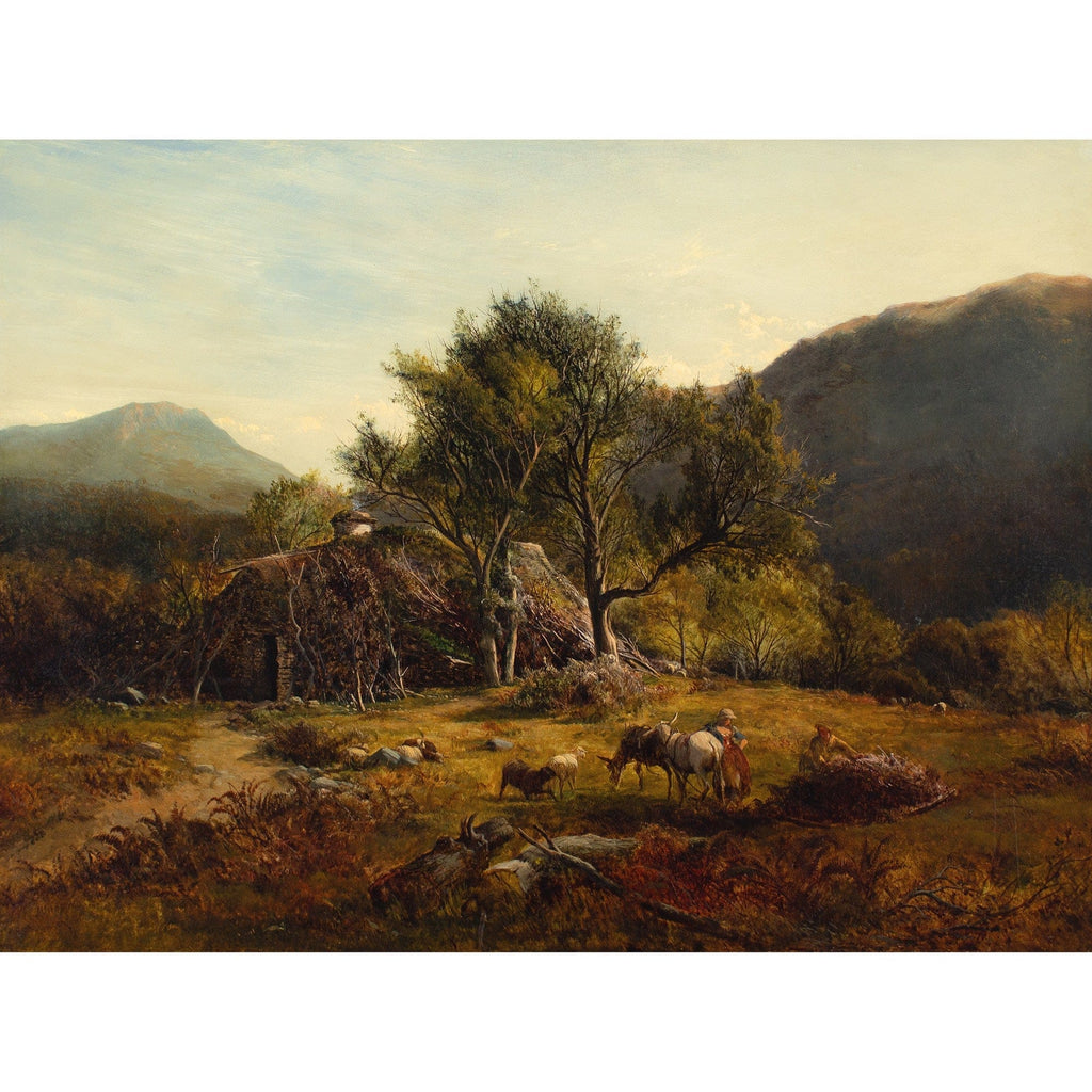 Alfred Walter Williams, Welsh Landscape With Figures Dragging Bracken