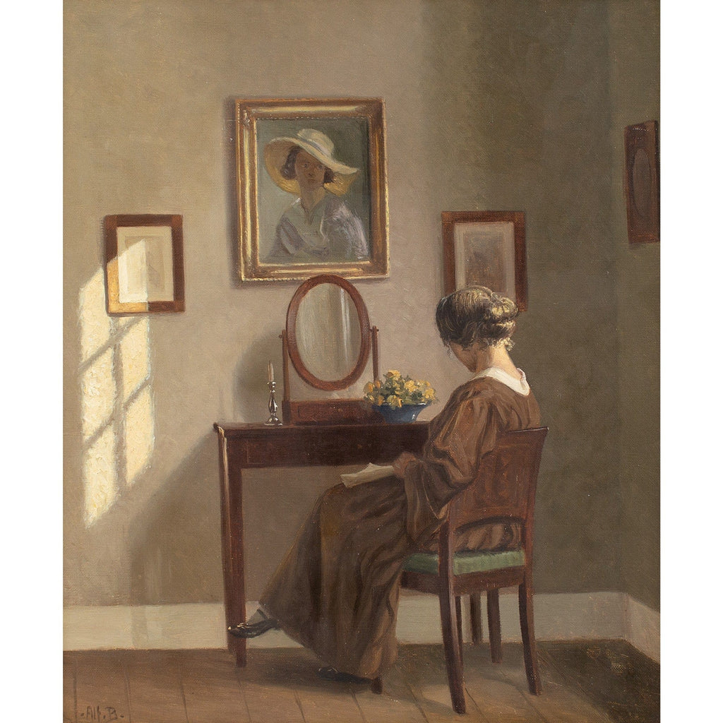 Alfred Broge, Interior With Woman & Dressing Table