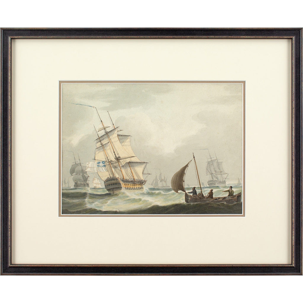 Samuel Owen (Attributed), Maritime Scene With A Royal Navy Man-Of-War ...