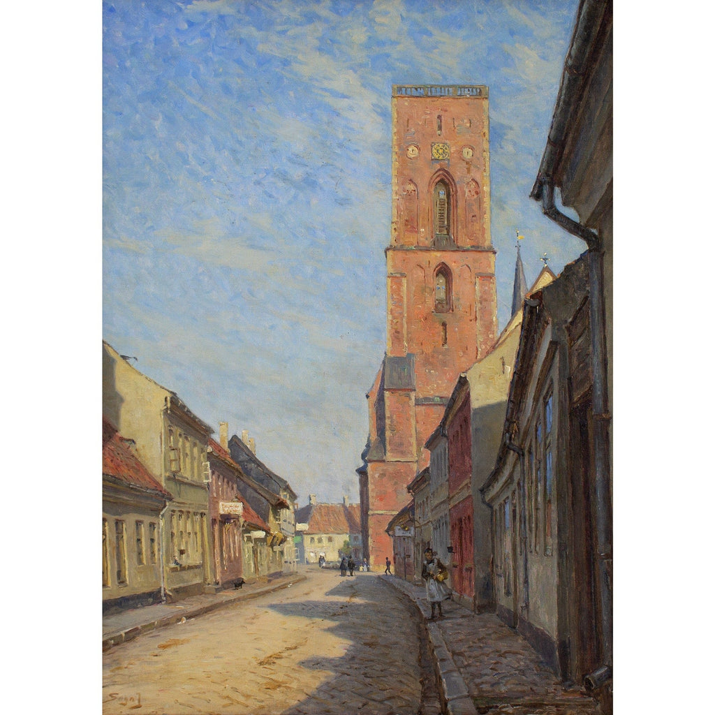 Carl Martin Soya-Jensen, Street Scene With Ribe Cathedral – Brave Fine Art
