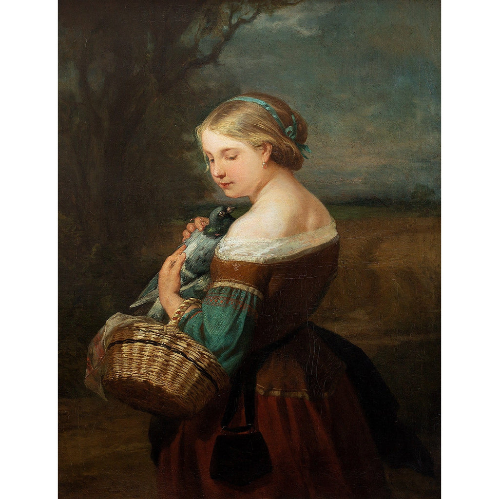 Carl Wagner, Portrait Of A Girl With A Pigeon