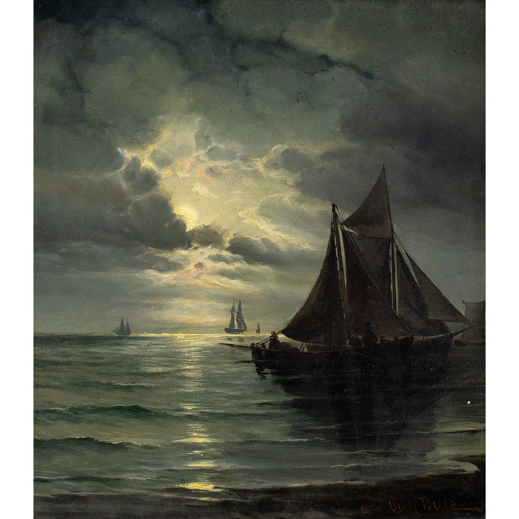 Vilhelm Bille, Nocturne With Sailboats – Brave Fine Art