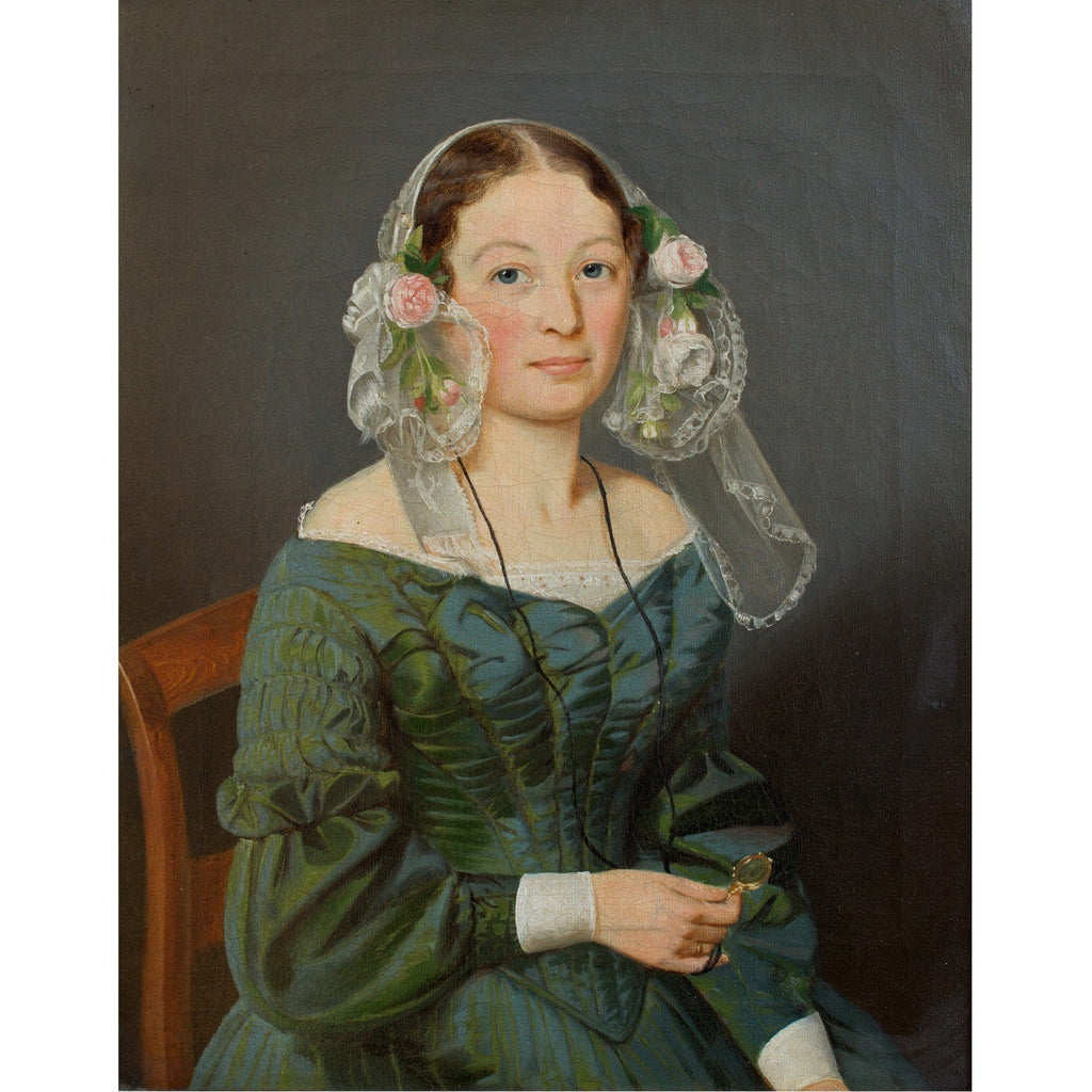Portrait Of A Woman Holding A Golden Lorgnette
