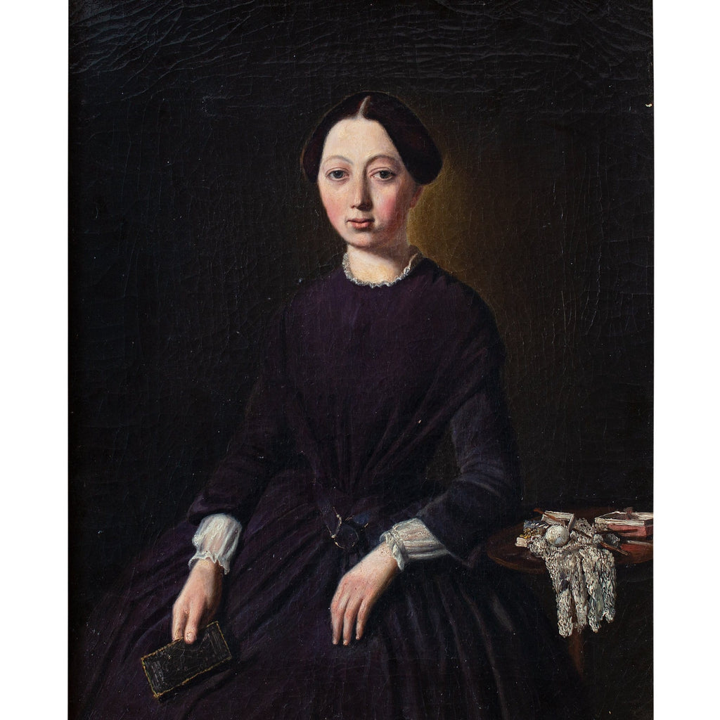 Reserved - 19th-Century German School Portrait Of A Lady With A Book